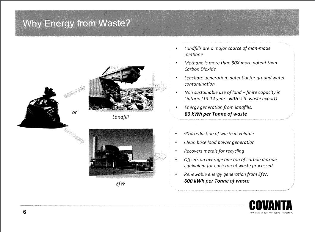 Information in warden’s energy from waste presentation came from ...